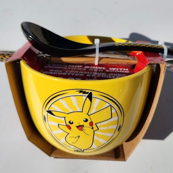 Pokemon | Dining | New Pokemon Pikachu Ceramic Ramen Bowl Chopsticks ...